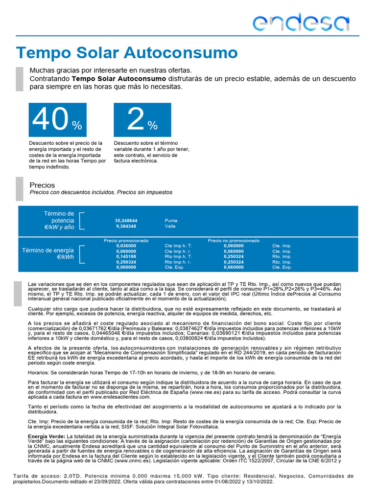 Ficha Tempo Solar20dha Es | PDF | Energía solar | Fotovoltaica