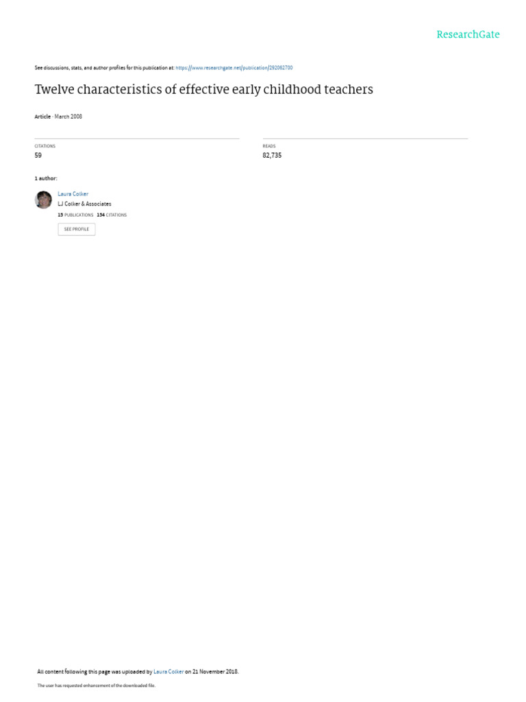 Twelve Characteristics of Effective Early Childhood Teachers | PDF ...