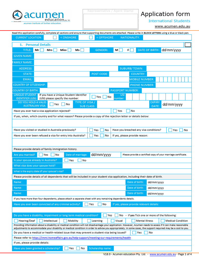 International Student Agent Application Form | PDF