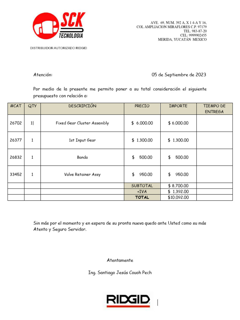 05-09-23 PTTO REFACCIONES 1224 | PDF