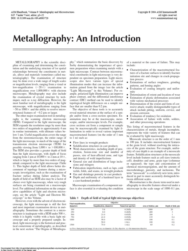01-01 Metallography - An Introduction | PDF | Fracture Mechanics | Fracture