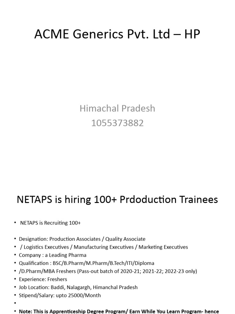 ACME Generics PVT | PDF