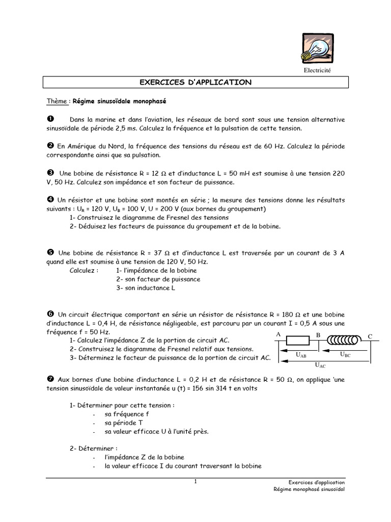 Exercices Monophase Bac Pro | PDF