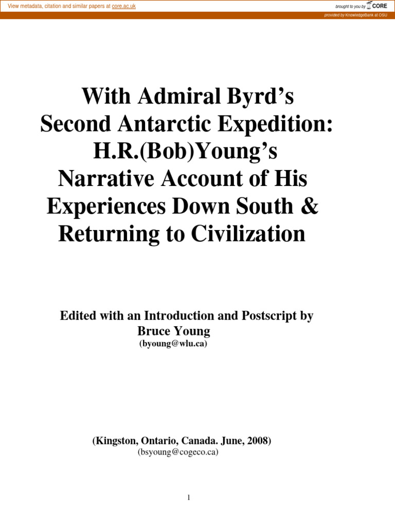 With Admiral Byrd's Second Antarctic Expedition: H.R. (Bob) Young's ...