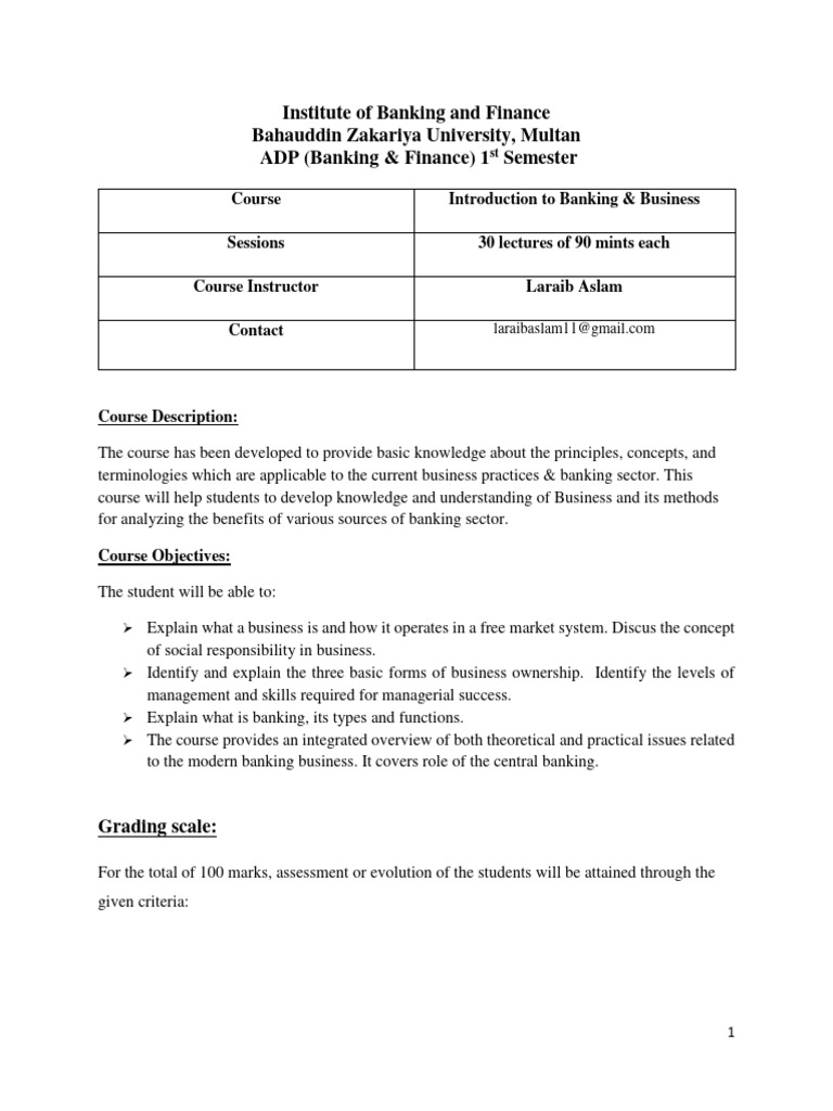 Introduction to Banking & Business Course | PDF | Banks | Business