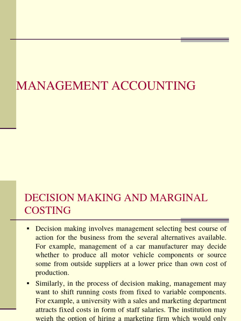 Decision Making & Marginal Costing | PDF | Cost | Prices