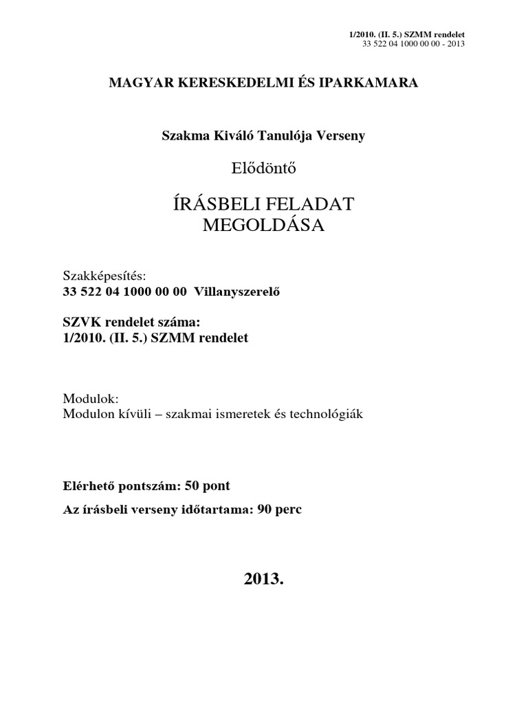 2013 Feladat Modulon Kívüli MEGOLDÁSA | PDF