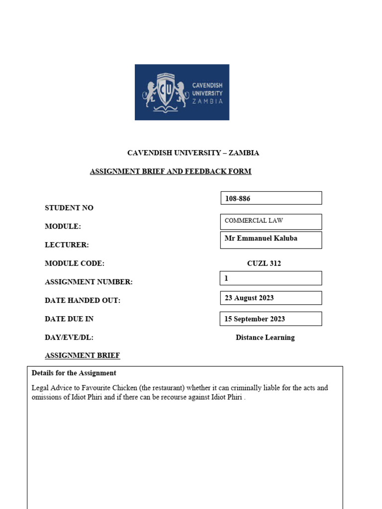 Assignment One - Commercial Law | PDF | Legal Liability | Vicarious ... Assignment One - Commercial Law | PDF | Legal Liability | Vicarious ...