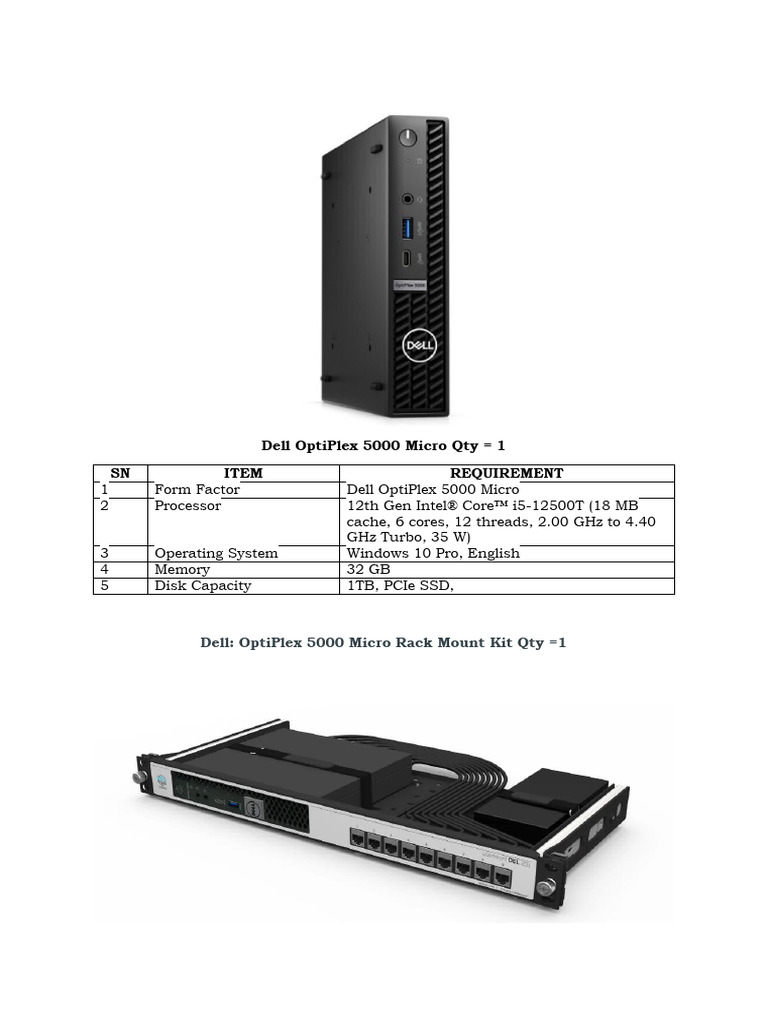 Dell OptiPlex 5000 Micro Requirements | PDF