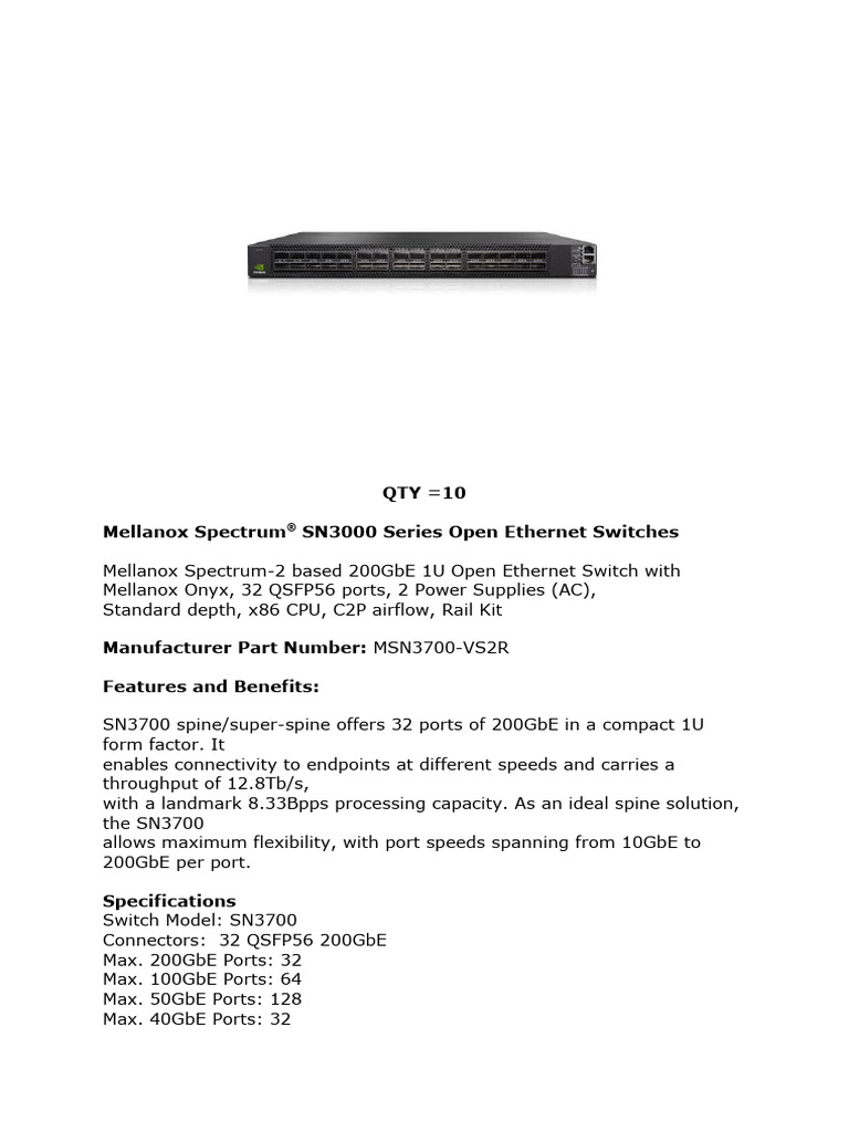 Mellanox Spectrum Spine Switch | PDF | Computers