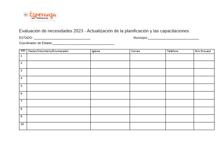 Control de Enumeradores. OCHA | PDF