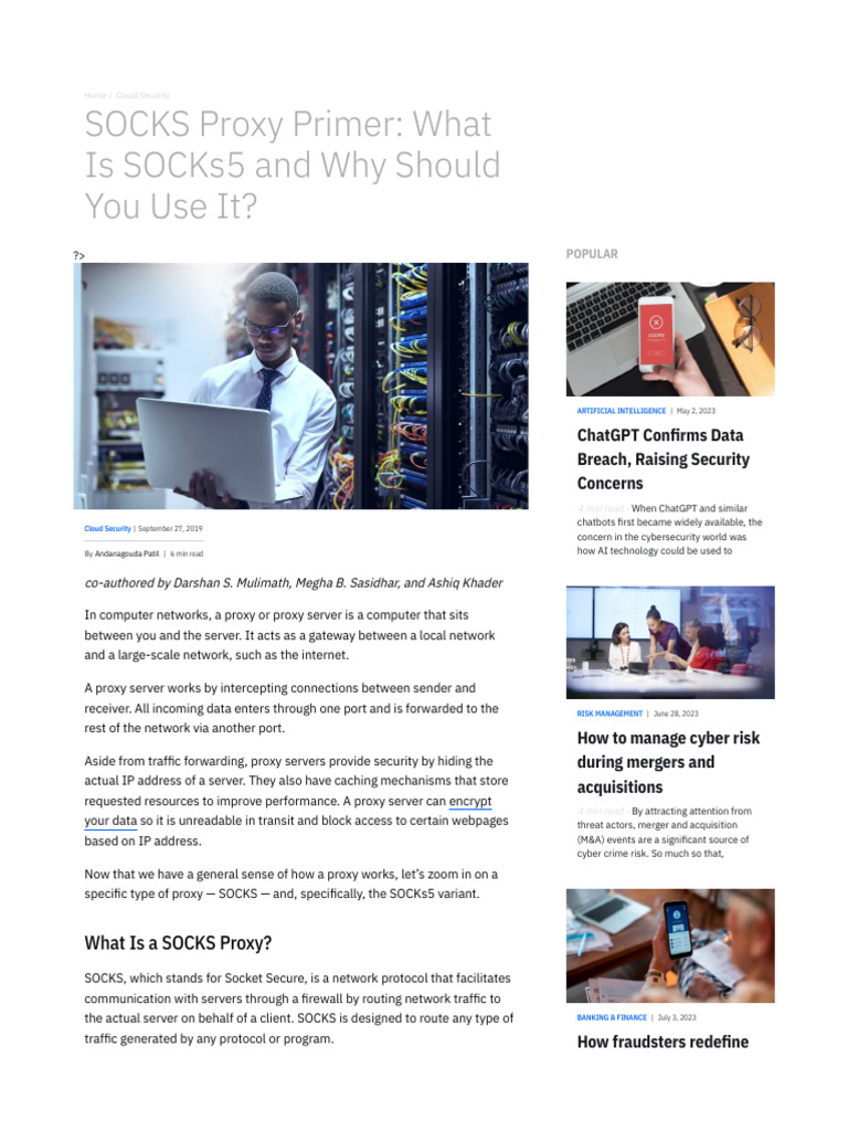 SOCKS Proxy Primer: What Is SOCKs5 and Why Should You Use It? | PDF | Proxy Server | Port ...