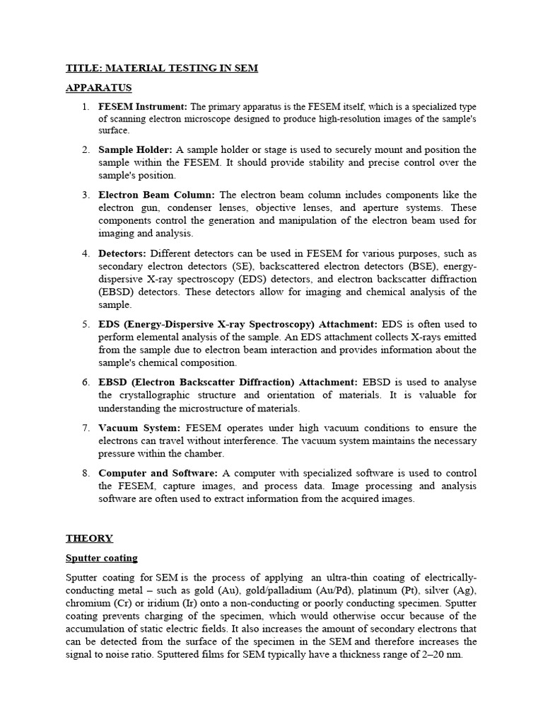 Sem Lab Record) | PDF | Scanning Electron Microscope | Energy Dispersive X Ray Spectroscopy