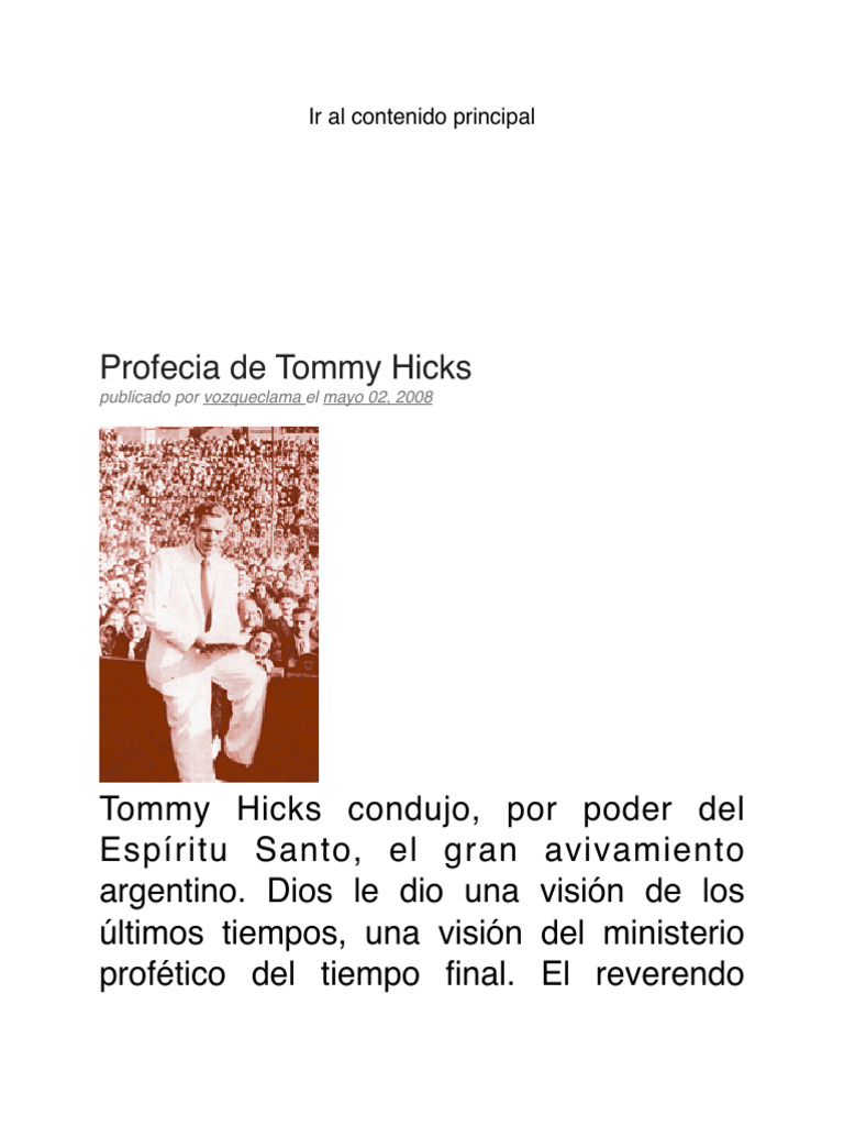 Tommy Hicks | PDF | La unción | Cristo (título)
