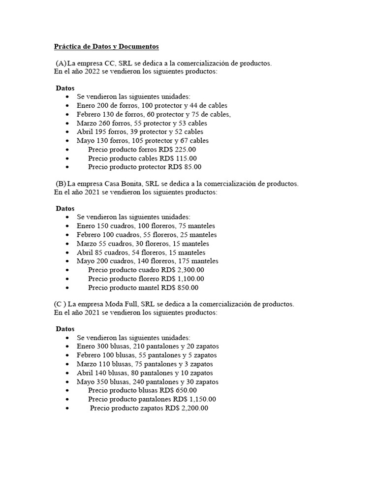 Práctica Datos y Documentos | PDF
