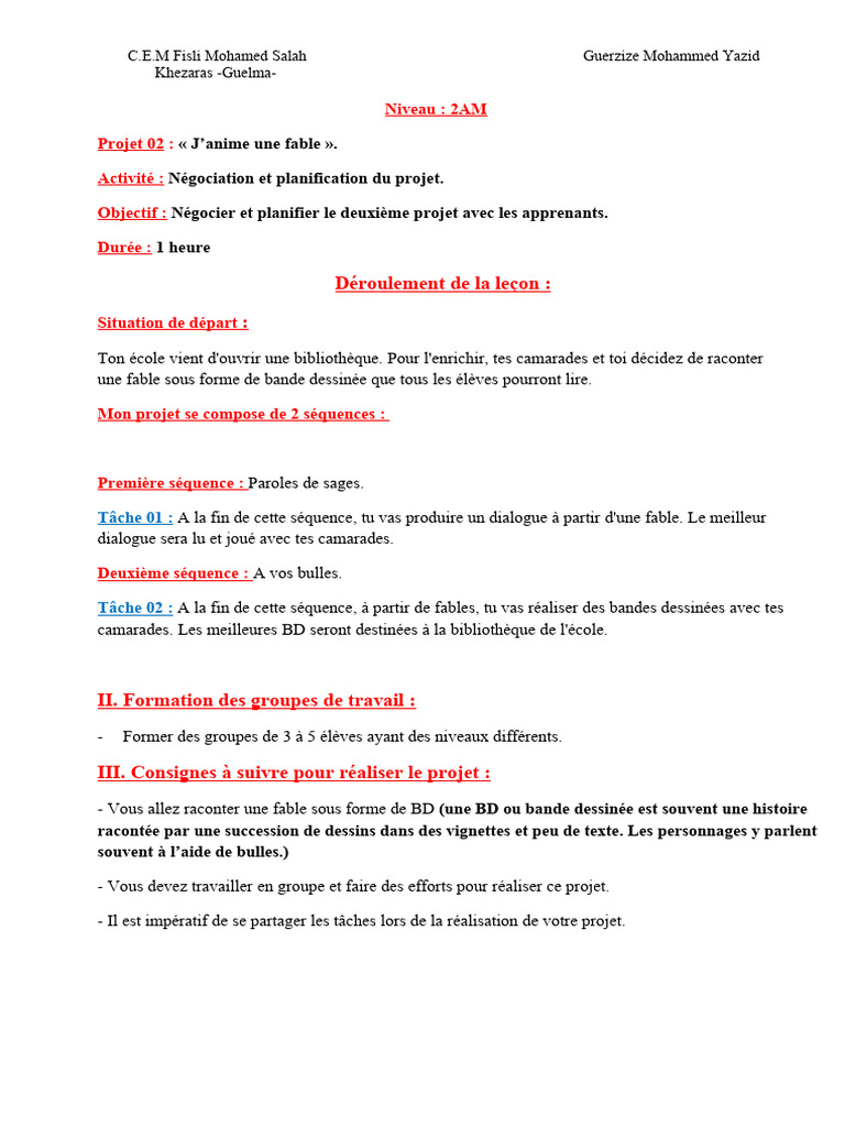 Fiches 2 Am p2 S 1et 2.docx Version 1 | PDF