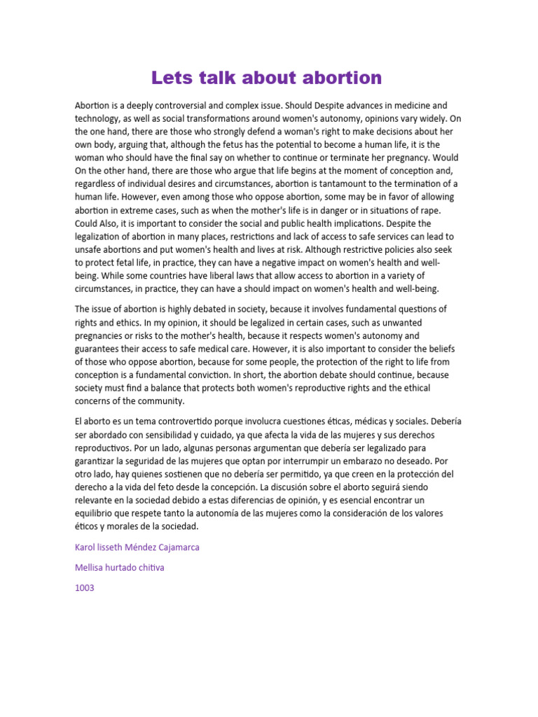 Lets Talk About Abortion | PDF | Abortion | Human Reproduction