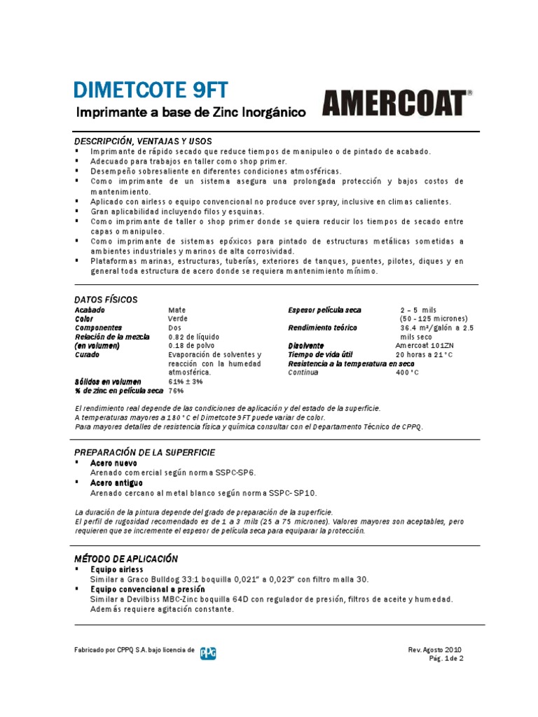 Dimetcote 9FT | PDF | Pintar | Solvente