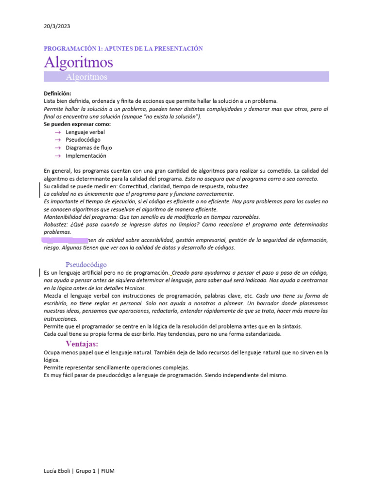 Resumen Algoritmos | PDF | Algoritmos | Lenguaje de programación