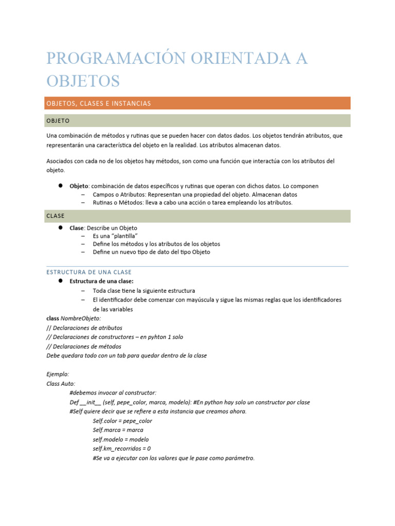 Programación Orientada A Objetos Pdf Objeto Informática Python 7245