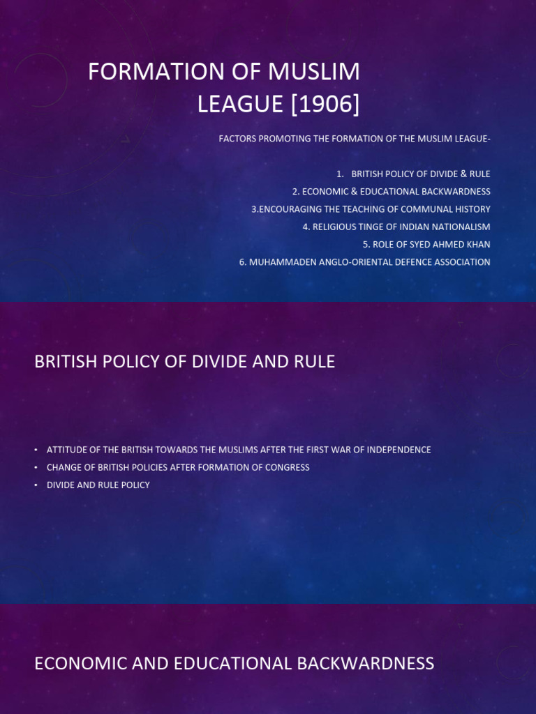 Formation of Muslim League 1906 | PDF | All India Muslim League ...