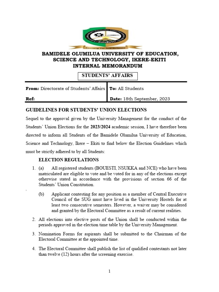 Guidlines For Elections | PDF