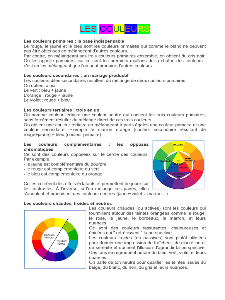 Comprendre les couleurs et leurs associations | PDF | Rouge | Jaune