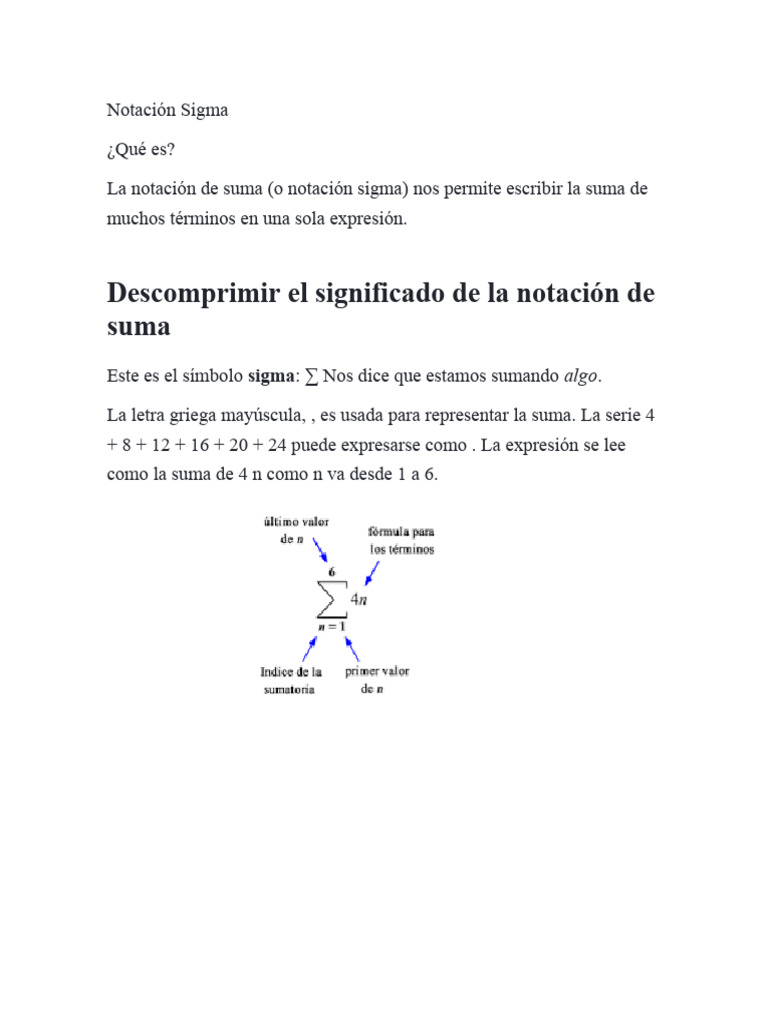 Significado y Uso de la Notación Sigma | PDF | Suma | Matemáticas