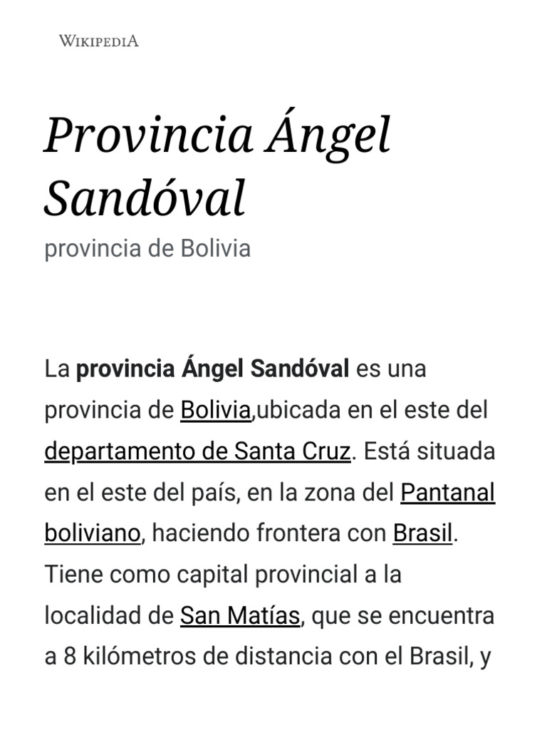 Provincia Ángel Sandóval - Wikipedia, La Enciclopedia Libre | PDF