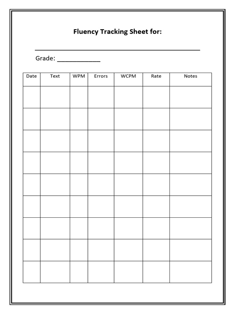 Fluency Chart Template