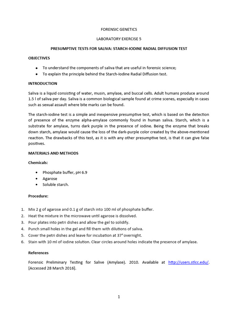 Lab 5 - Starch-Iodine Radial Diffusion Test | PDF