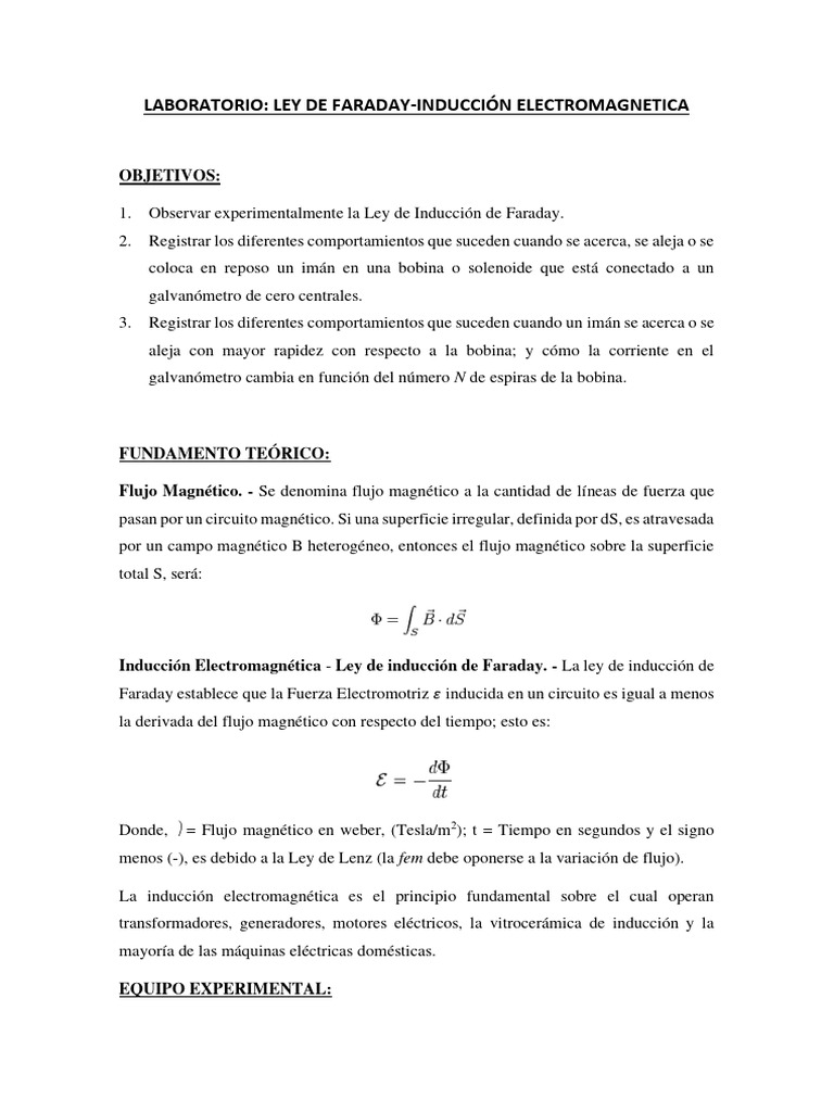 Laboratorio Ley de Faraday-Inducción | PDF