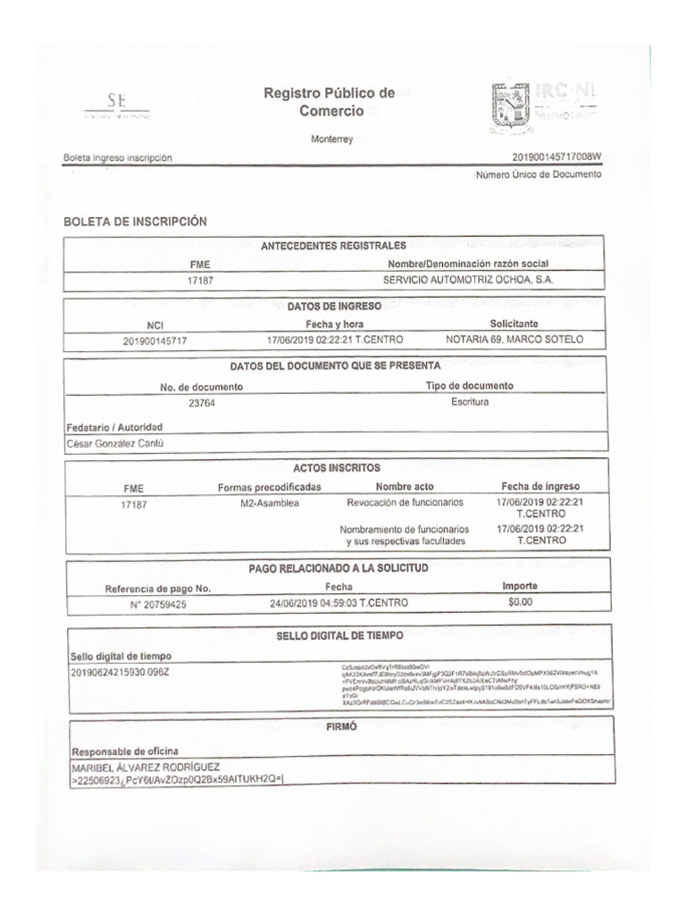 Boleta Ingreso Inscripción | PDF