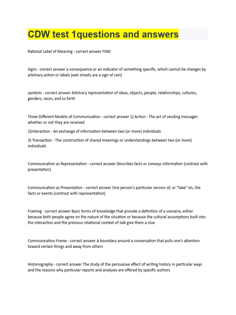CDW Test 1questions and Answers | Download Free PDF | Communication ...