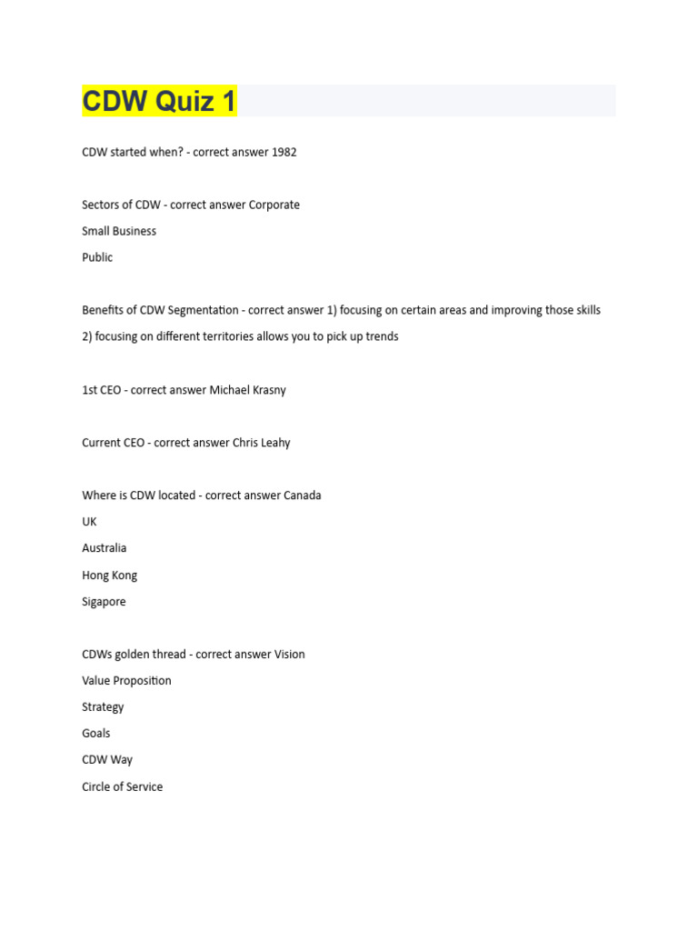 CDW Quiz 1 | PDF | Desktop Computer | Laptop