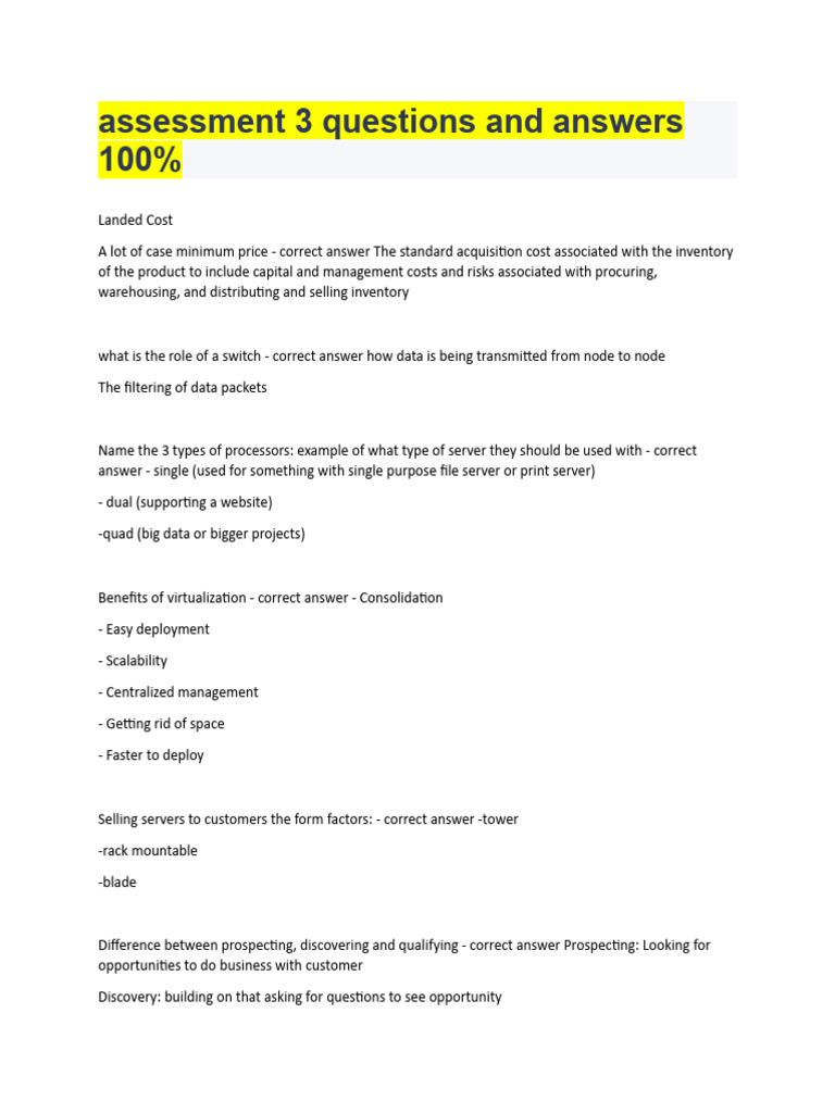 Assessment 3 Questions and Answers 100% | PDF