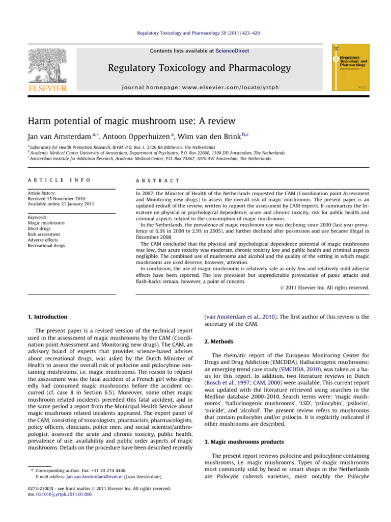 Harm Potential of Magic Mushroom Use A Review | PDF | Psilocybin ...