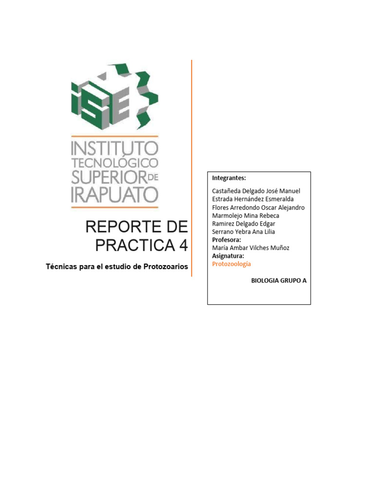 Reporte 4 Fijacion y Tincion de Protozooarios | PDF