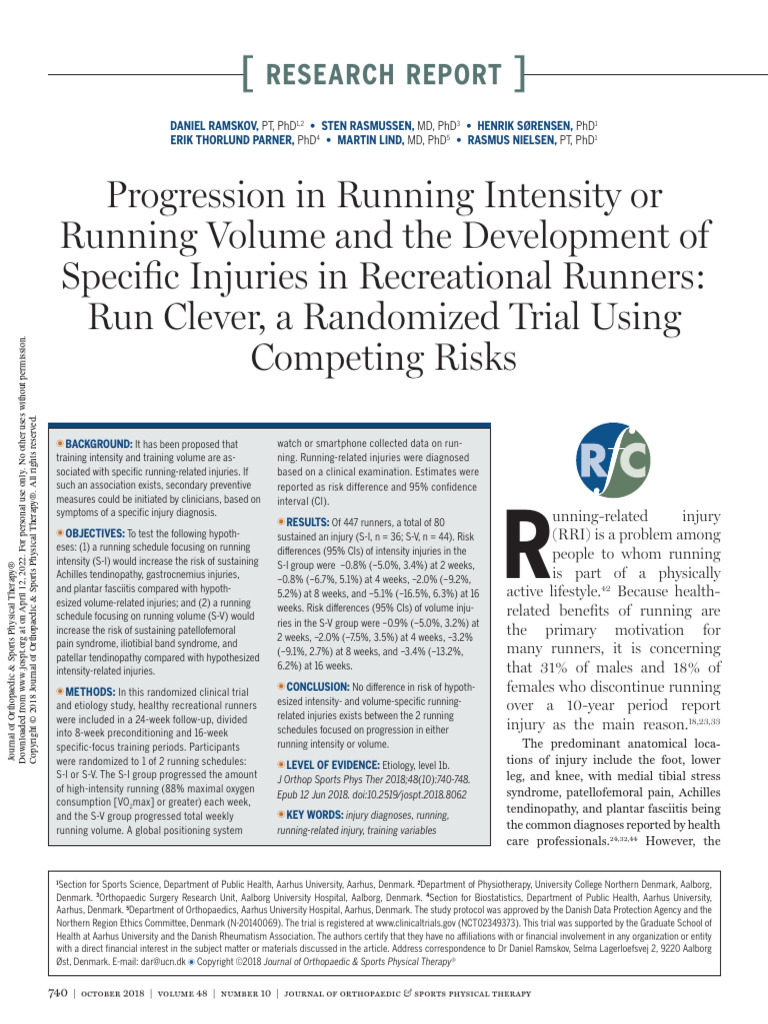 Jospt.2018.8062 - Progression in Running Intensity or | PDF