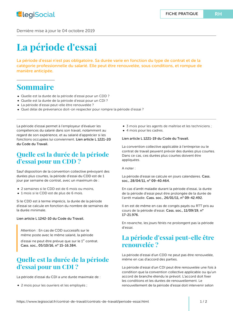 La Periode D Essai | PDF