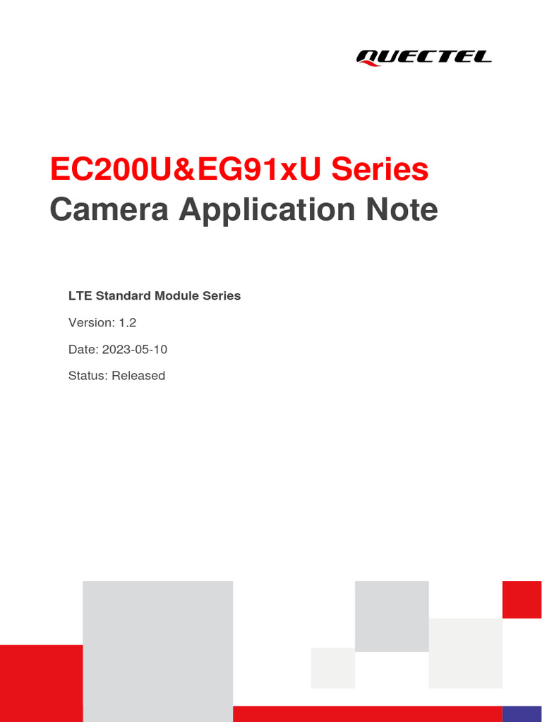 Quectel EC200UEG91xU Series Camera Application Note V1.2 | PDF