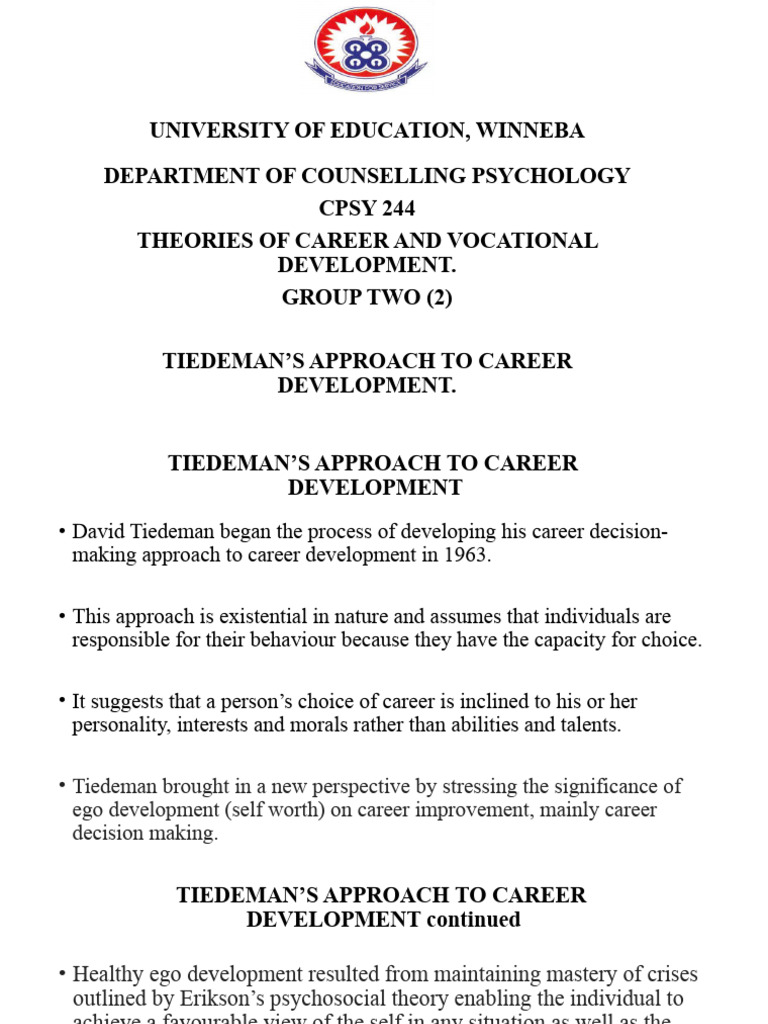 Tiedeman's Approach To Career Development. | PDF | Identity (Social ...