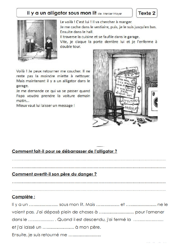 Il y A Un Alligator Sous Mon Lit - Texte 2 | PDF