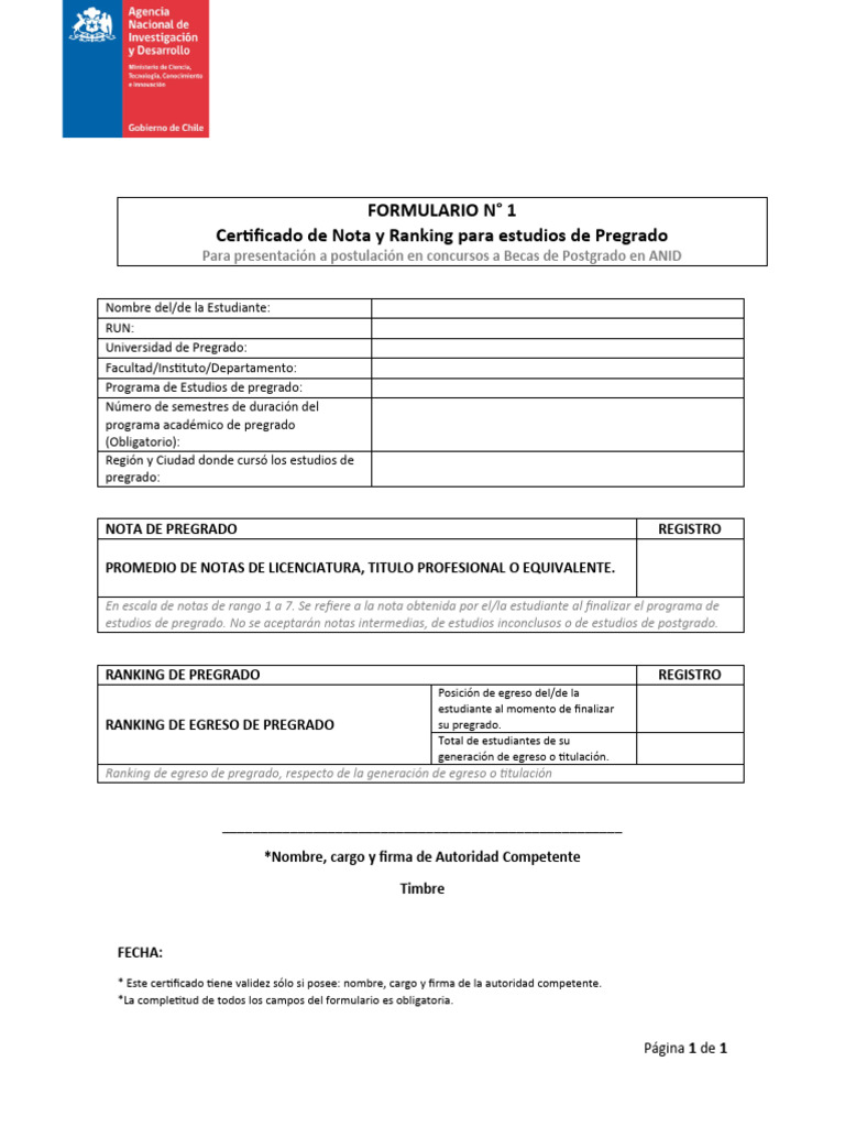 Formulario N1 | PDF