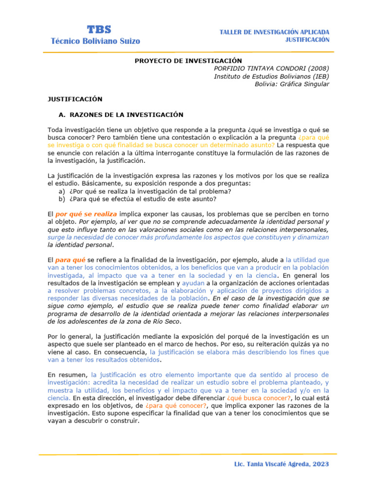 12 Justificación - 2023 | PDF