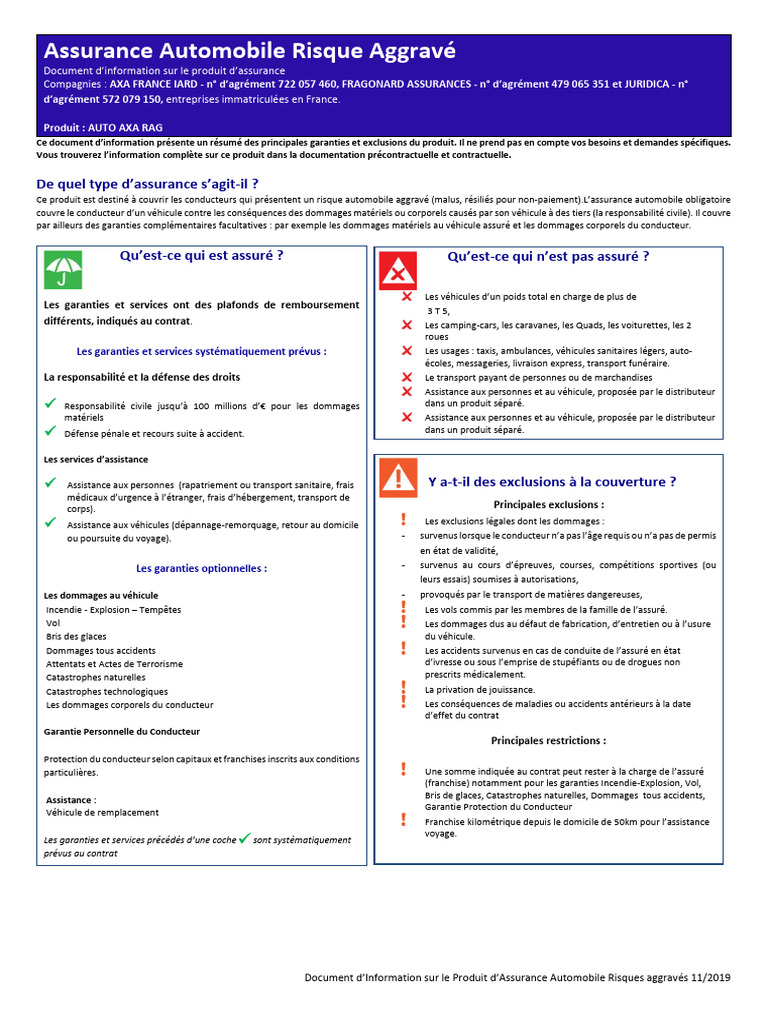 Document D'information Sur Le Produit D'assurance A636180-01 | PDF