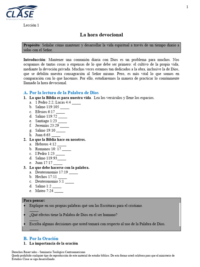Lección 1 | PDF | Oración | Biblia
