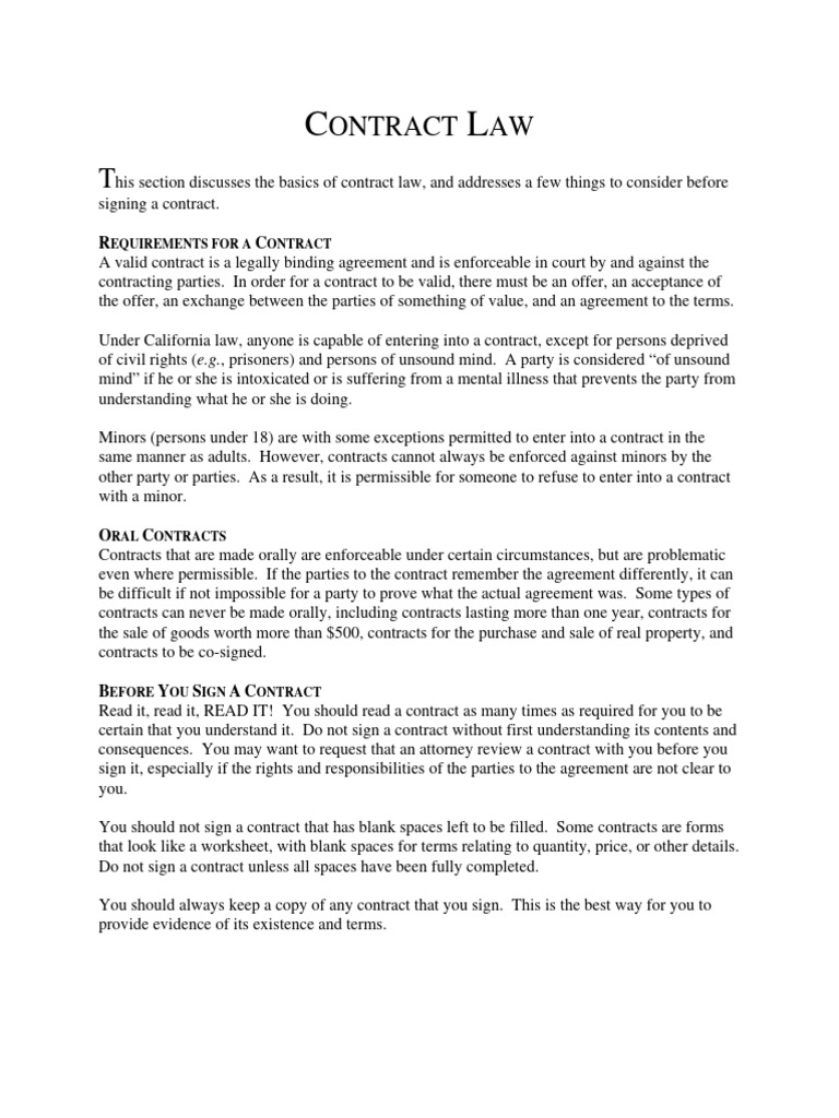 SLSHandbook-Contract Law | PDF | Civil Law (Legal System) | Private Law