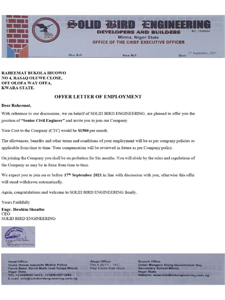 Raheemat Offer Letter - Page-0001 | PDF