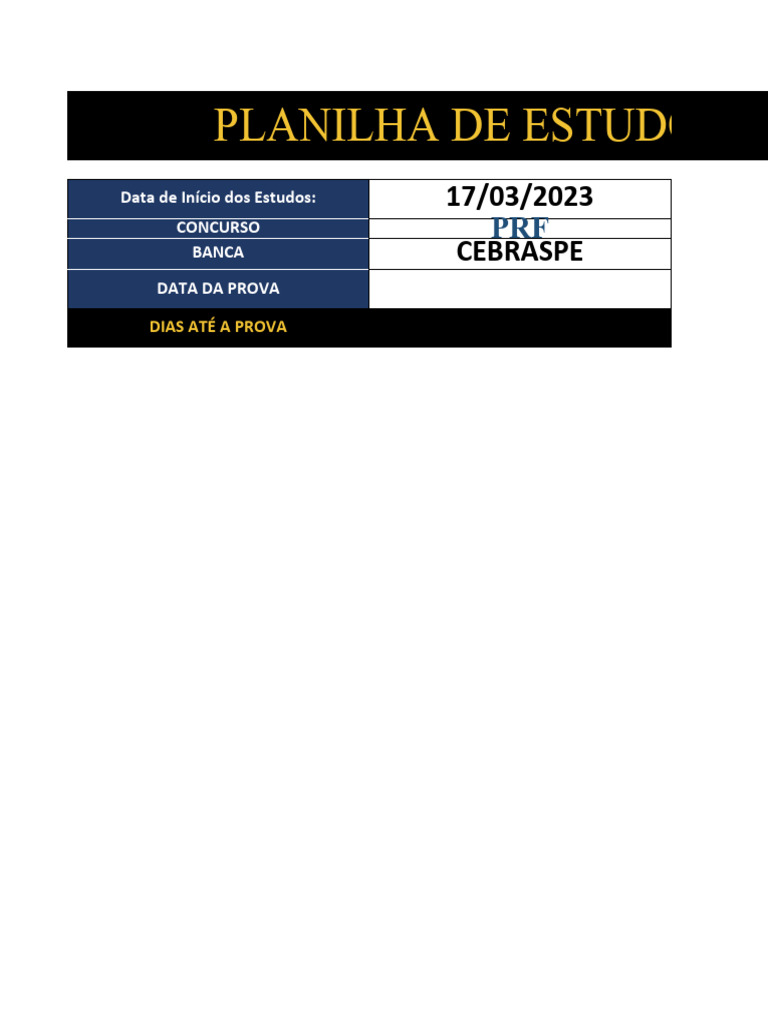 Planilha de Estudos GUIA PRF | PDF